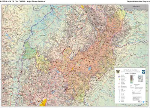 Boyaca Colombia Physical Map 2003 - MapSof.net