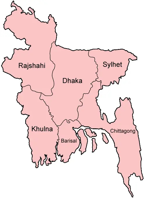 Bangladesh Divisions English - MapSof.net