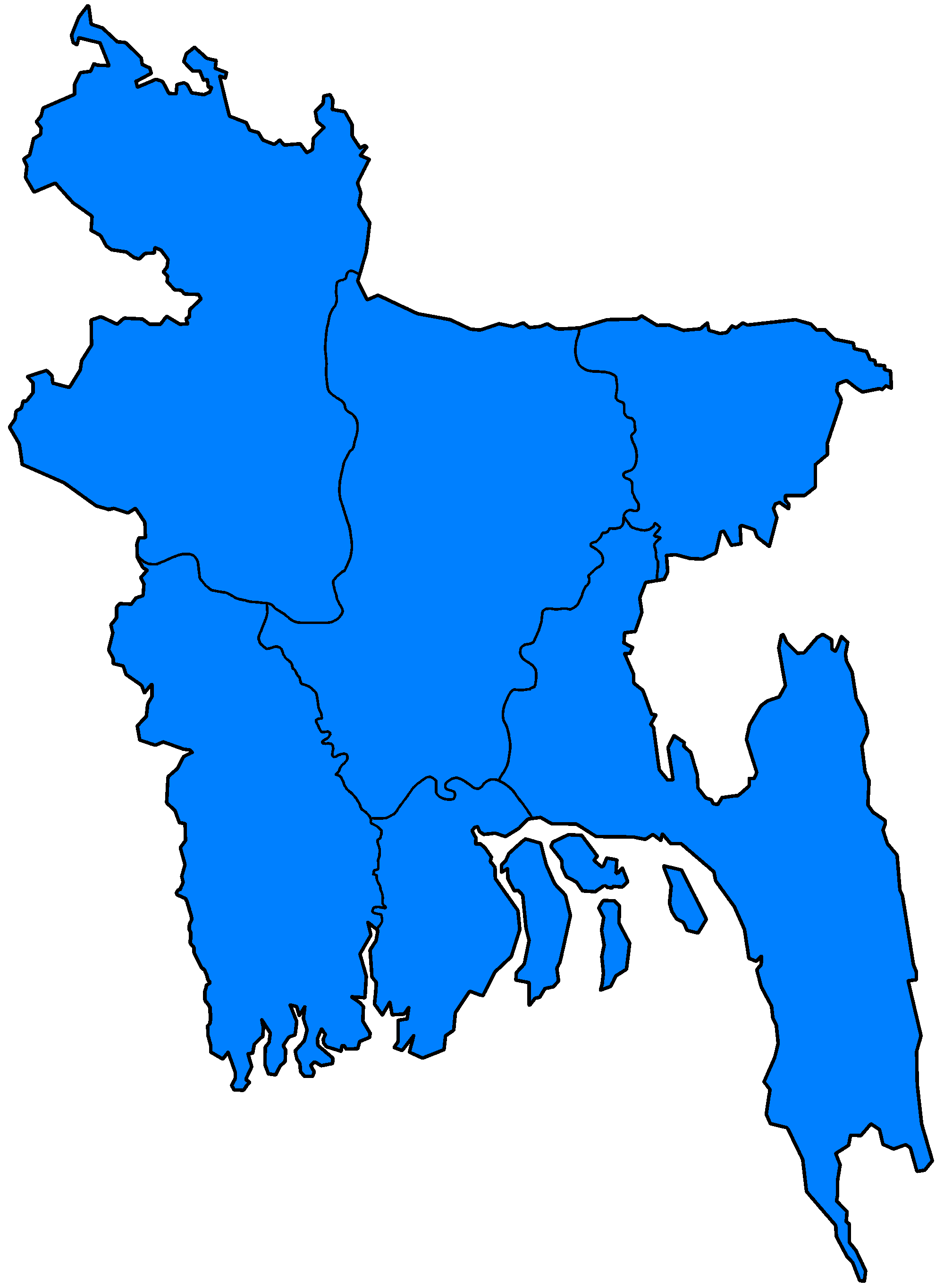 Bangladesh Divisions Flood Hit Between July 3 And August 15 2007 - MapSof.net