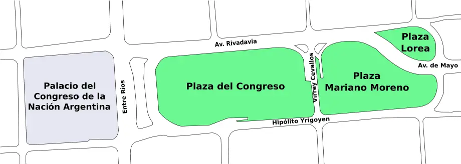 Buenos Aires Plano Plazas Congreso, Moreno Y Lorea - MapSof.net