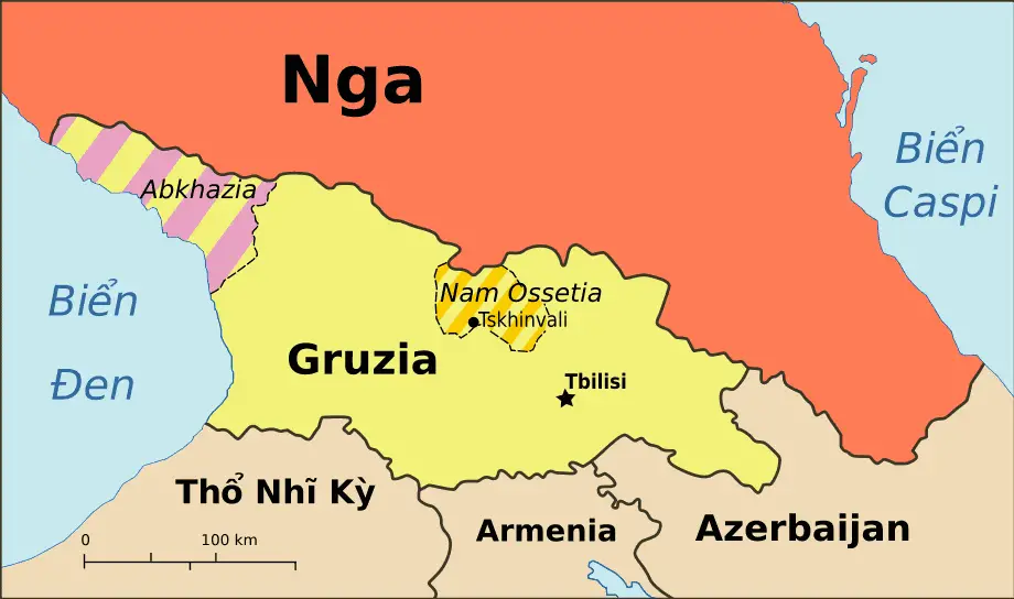 Georgia, Ossetia, Russia And Abkhazia (vi) - MapSof.net
